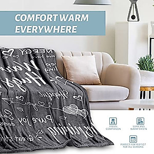 KKUYT Healing Throw Blanket with Inspirational Thoughts, Warm Hug Gratitude Sympathy Gifts Blanket, Soft Office for Work Get Well Friendship Birthday Mothers Day Christmas, Grey
