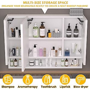Medicine Cabinet with Mirror and Lights, Lighted Wall Mounted Bathroom Mirror with Storage, Dimmer,Defogger, Wall Mounted Cabinet for Bathroom Toilet Kitchen (39'' x 28'')