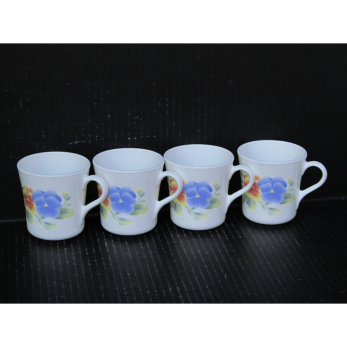 Set of 4 Corelle Corning Ware Summer Blush Pansy Coffee Mugs Cups