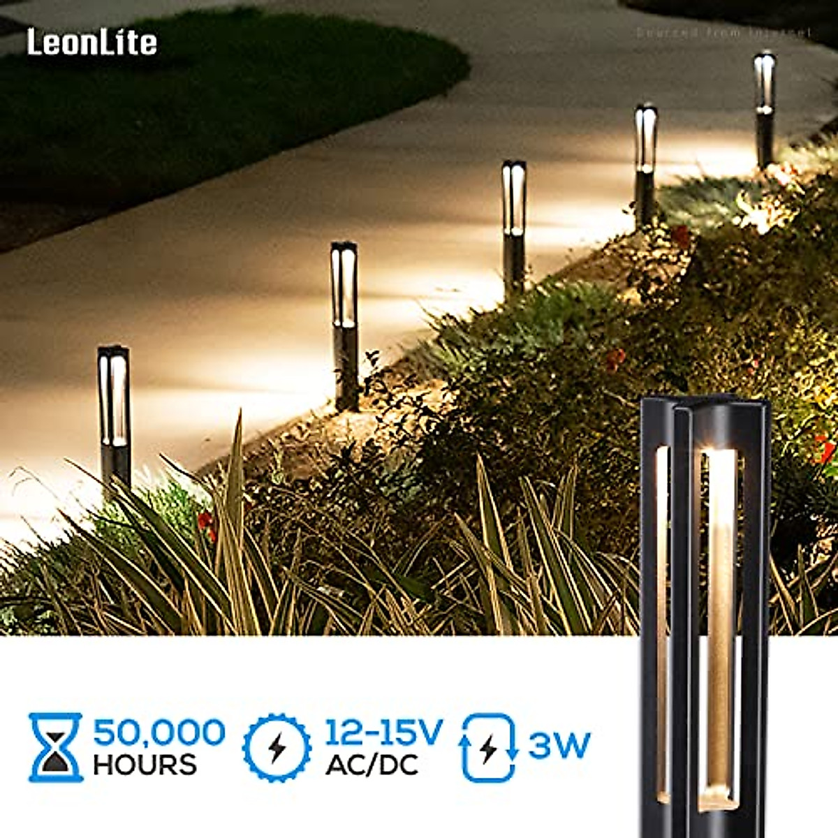 LEONLITE Low Voltage Landscape Lights, Unique Lighting Effects LED Pathway Lights, 172LM 3W 12-15V AC/DC, IP65, Aluminum Landscape Outdoor Driveway Light, 3000K Warm White, Black Finish, Pack of 6