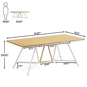 Tribesigns 70.86" Executive Desk, Large Computer Office Desk with Strong Metal Frame, Modern Simple Workstation Business Furniture, 8 People Rectangle Conference Table for Home Office (Natural)