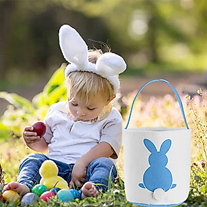 3 Pack Easter Bunny Basket Egg Bags for Kids,Easter Burlap Tote Egg Bags Gift Baskets,Easter Egg Hunt Basket with Handle,Canvas Fluffy Tails Rabbit Bags Buckets for Kids Easter Party Decoration