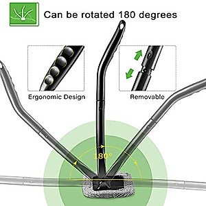 2 Pack Windshield Cleaning Tool Windshield Cleaning Wand Auto Window Cleaner with Detachable Handle, 8 Pieces Reusable Cloth Pads and 2 Pieces Spray Bottles for Car Interior (Gray, Green)