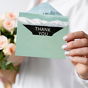 Vnaaem 25 Pack Watercolor Forest Thank You Cards with Envelope Stickers - Mountains Landscape Greeting Cards - Thank You Notes for Wedding, Anniversary, Business, Bridal, Baby Shower, Graduation(4x6)