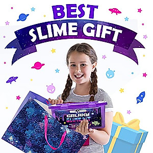 Original Stationery Galaxy Slime Kit, Fun Slime Set with Glow in The Dark Stickers, Dark Powder to Make Glitter & Galactic Slime!