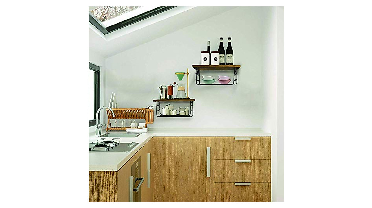 Lavezee 2-Tier Wall Shelves Set of 2 – Modern Wall Mounted Storage