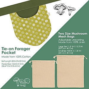 Grassora 6-in-1 Foraging Kit with Mushroom Mesh Bags, Pounch, Knife, Gloves and Stickers, for Beginners Pros, Hunting Supplies Foragers' Gift, Army Green