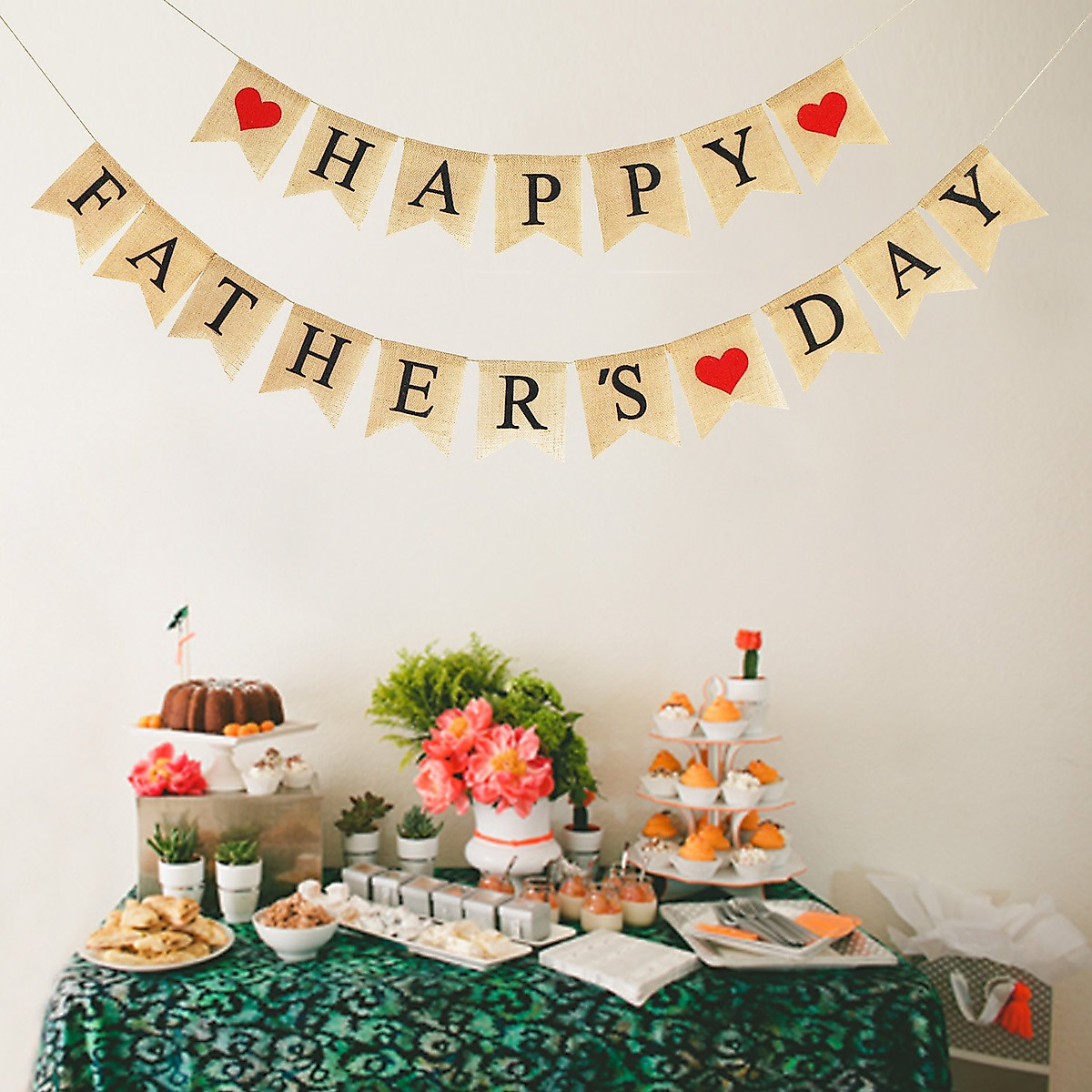 Burlap Happy Fathers Day Banner | Rustic Fathers Day Party Decorations | Fathers Day Family Photo Prop Celebration Gift