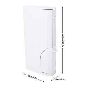Trash Can 0.8 Gallon, Space Saving Bathroom Slim Garbage Can with a Lid, Modern White Multifunctional ABS Plastic Trash Can with Toilet Brush, Integrated Storage Cleaning Set for Home, Hotel, 9.8 x 3.9 x 17.6 inch