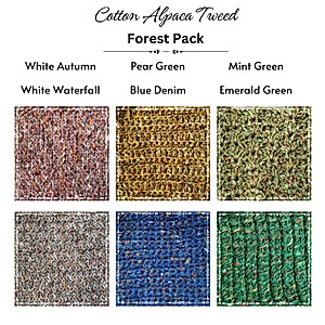 Cotton Alpaca Tweed, 3 DK, Light Worsted Yarn, Assorted Variety Craft Pack of 6 (882yds/300g), Super Soft Fluffy Blend for Knitting, Crocheting, Loom and Weaving (Forest Pack)