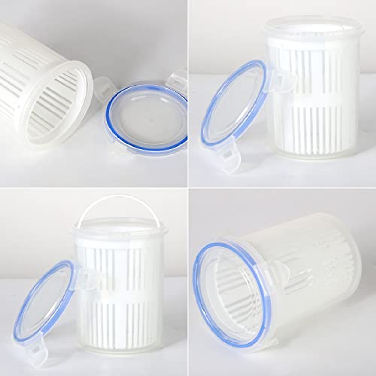 BestAlice 2 Pack Pickle Jar with Strainer Insert, Transparent Pickle Storage Container with Leaks-Proof and Lock It Lid, Pickle Holder Keeper Lifter, Barrel of Olive Jalapeno, Food Storage Container