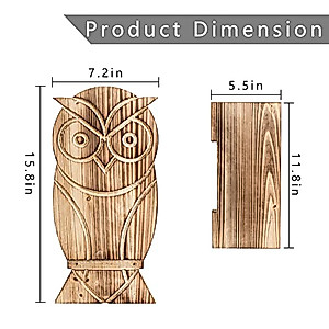 ALONLIENGU Floating Shelves Wall Mounted, Wood Hanging Shelf for Bedroom Living Room Bathroom Kitchen, Owl Animal Shape (Torched Wood)