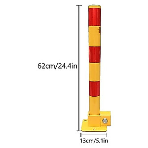 Car Parking Space Lock Bollard, High Visibility Yellow and Red Lockable Fold Down Car Parking Barrier Post, Private Car Park Driveway Guard Saver Blocker with Locking Base (Color : Black)