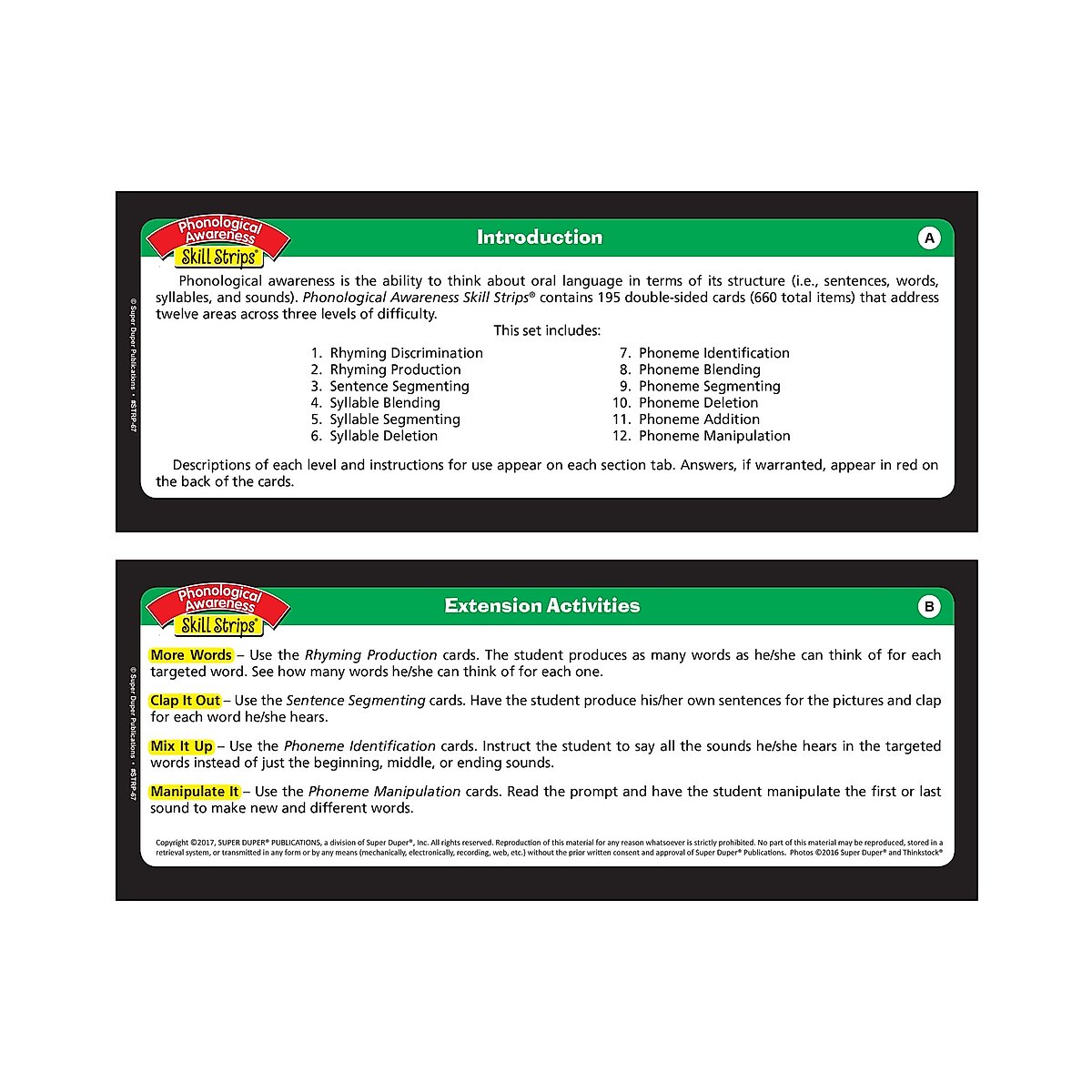 Super Duper Publications | Phonological Awareness Skill Strips® Photo Flash Cards | Educational Learning Resource for Children | Skills to Learn to Read | Activities for Auditory Processing Disorders