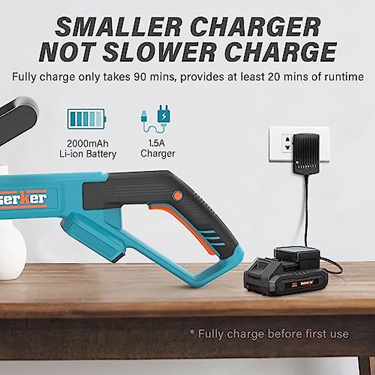 Berserker 20V 12" Cordless String Trimmer 2.0Ah Battery Powered and Fast Charger Included, 2-in-1 Compact Weed Wacker Eaters and Edger with Support Wheels，Ideal for Lawn Trim and Yard Maintenance