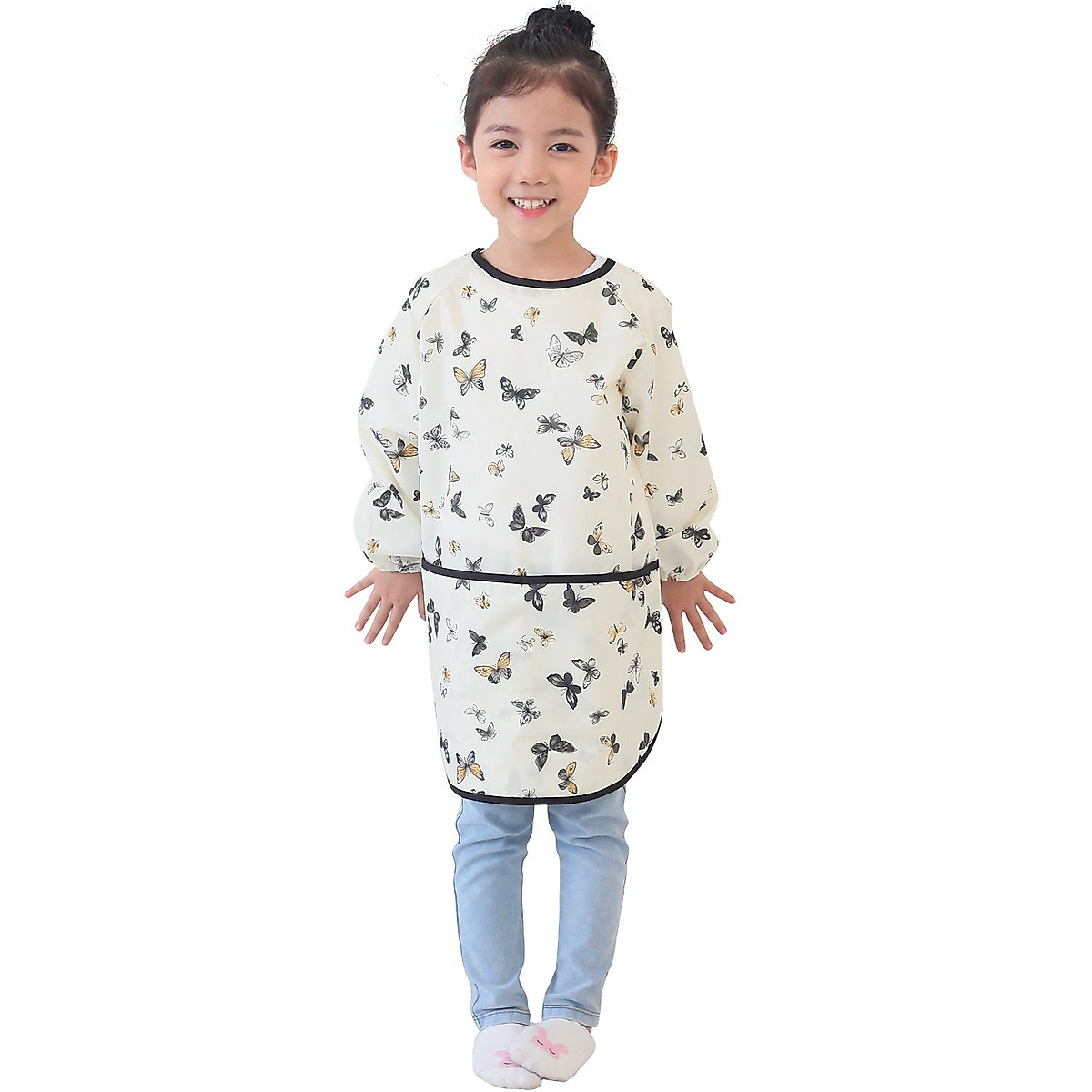 Plie Waterproof Kids Art Smocks 53 Colors (Age 1-10, S-XXL Size), Butterfly Print (38-XXL)