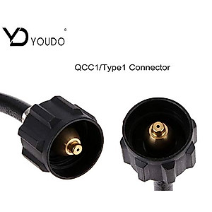 YOUDO Propane Refill Adapter Hose for 1 LB Gas Bottle 35.5" Long with ON/Off Control Valve QCC Type1 Inlet for New Tank (Fuel Not Included)