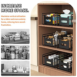 Under Sink Organizers and Storage - Under Cabinet Organizer for Bathroom, Kitchen, Living Room, 1 Tier Metal Shelf Basket Holds up to 50lbs for Bathroom,Black