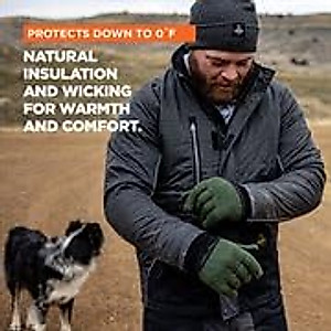 RefrigiWear Thinsulate Insulated Fleece Lined 100% Ragg Wool Leather Palm Gloves (Green, X-Large)