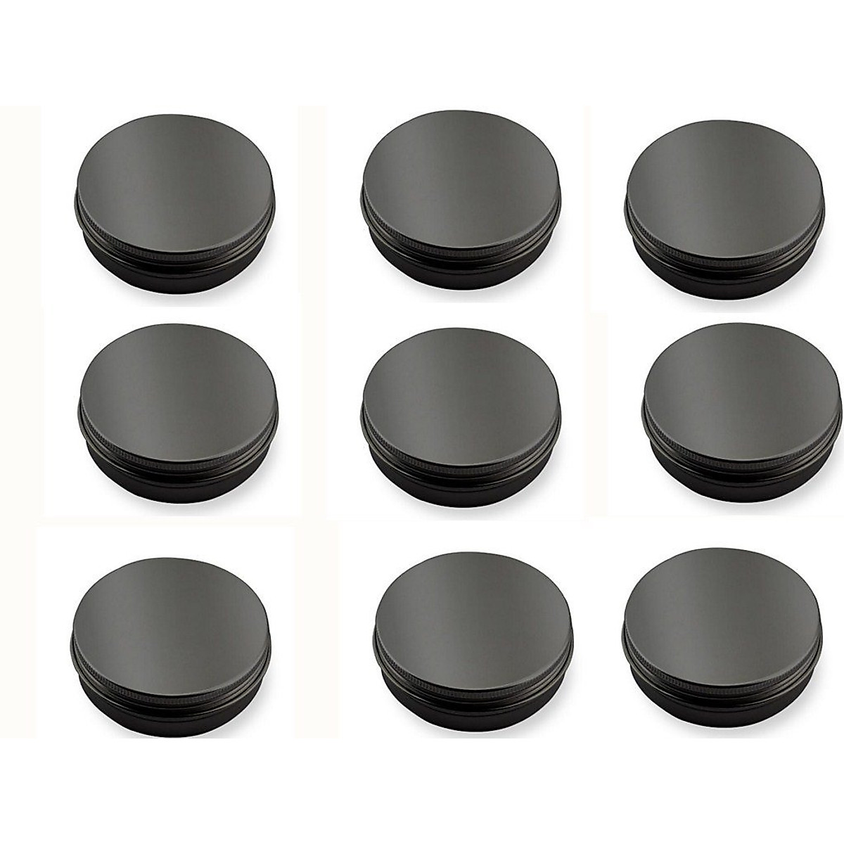 2 oz.Tins Black Aluminum Metal Tin Round Screw Top Lid Containers Jars Metal Storage Tin Jars for Lip Balm DIY Cosmetics Salves,2 Ounce/60 ML,12 Pack