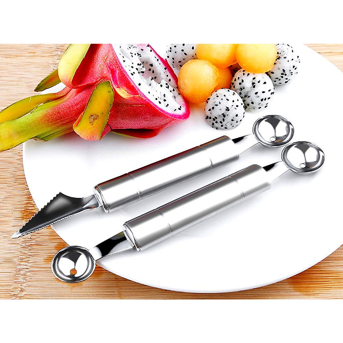 Fruit Vegetable Cutter Shapes Set, Mini Pie and Cookie Stamps Mold(8 pcs) with Melon Baller Scoop ＆ Carving Knife, Stainless Steel, DIY Fun Food Decorating Tools cookie cutter for Kitchen
