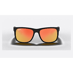 Ray-Ban RB4165 JUSTIN 622/6Q 55M Rubber Black/Brown Mirror Orange Sunglasses For Men For Women