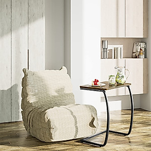 SRIWATANA Side Table, End table, Vintage C-shaped Couch Table for Sofa Laptop Coffee Snack, Walnut