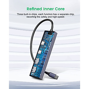 USB C Hub, 4 Port 10Gbps USB C to USB Adapter USB 3.1 Hub GEN2, USB C Splitter Thunderbolt 3 Compatible, PD100W Powered USB C Hub, USB-C Hub for Laptop, Mobile, Tablet, PC