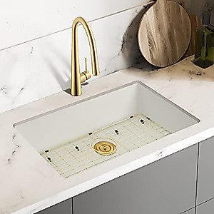 Lonsince Undermount Kitchen Sink White,31 X 18 Inch Single Bowl Kitchen Sink,White Undermount Sink,Granite Composite Kitchen Sink,Moonlight White