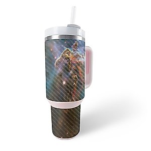 MightySkins Carbon Fiber Skin Compatible with Stanley The Quencher H2.0 FlowState 40 Oz Tumbler - Eagle Nebula | Protective, Durable Textured Carbon Fiber Finish | Easy to Apply