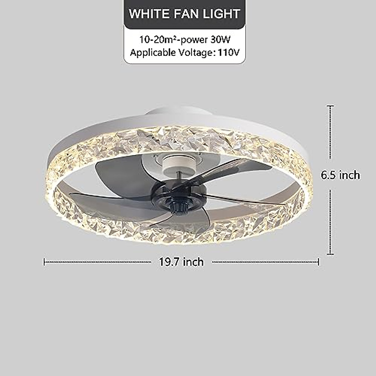 KINDLOV Modern Indoor Flush Mount Ceiling Fan with Lights,Dimmable Low Profile Ceiling Fans with Remote Control,Smart 3 Light Color Change and 6 Speeds for Bedroom Living Room Kitchen,White…