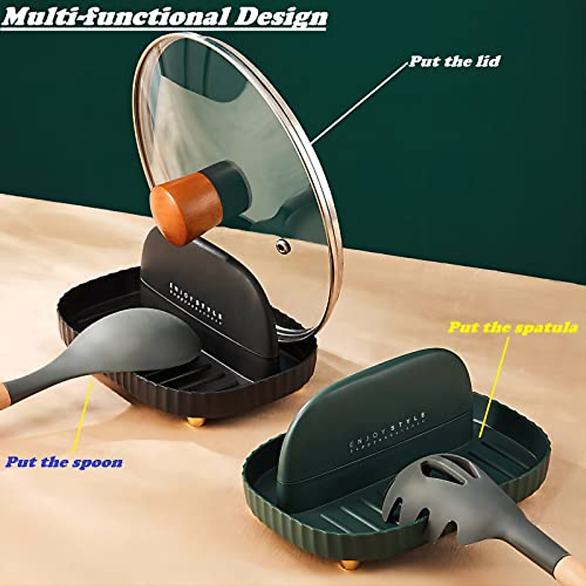 Suugly Utensil Rest Holder for Kitchen Counter Spoon Rest Cooking Ladle Spatula Lid Holder Kitchen and Grill Utensil Organizer for Countertop Stove Top (White)