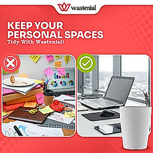 Wastenial 2pcs Plastic Round 1-Gallon Small Trash Can | Garbage Can Small, Wastebasket for Bathroom, Bedroom, Kitchen, Home Office, and Kids Room, Garbage Container Bin | Matte White Trash Bin