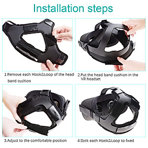 Orzero Head Cushion Compatible for Quest VR Headset (Only Fits for Quest 1st Gen), Comfortable Protective Strap Headband (Black)