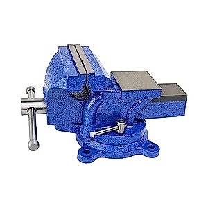 HFS (R) 5" Heavyduty Bench Vise Anvil Forged.360 Swivel Locking Base Desktop Clamp (16LBS), FS Blue Design