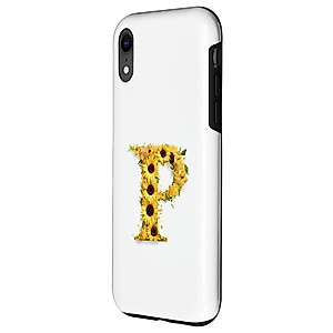 iPhone XR Letter P Initial Monogram Sunflower Minimalist Women Yellow Case