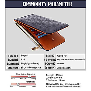 Womens Walllet Multi Card Case Wallet with Zipper Pocket Credit Card Holder Zipper Purse Cell Phone Handbag（black)