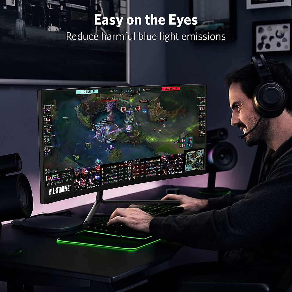 Fiodio 30in Curved Gaming Monitor 100Hz, Full HD 21:9 Ultrawide PC Computer Monitor Built-in Speakers, 2560 * 1080P HDMI DP Ports, VESA Wall Mount Ready 75 x 75mm (DP Cable Included)