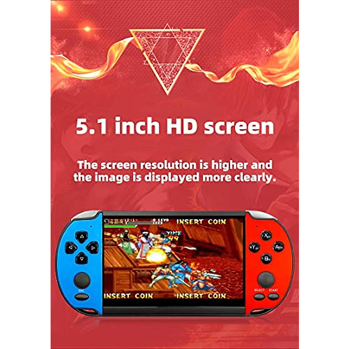 HLF 5.1-inch screen hd casual handheld game console with built-in 11000 vodeo games portable game retro nostalgic mp3 mp4 AV-out to TV game can be saved/added/deleted