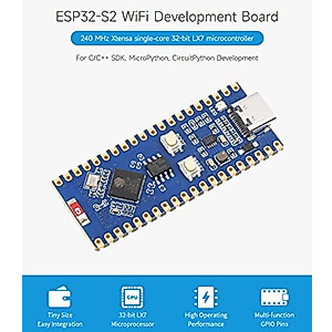 Waveshare 2.4 GHz WiFi Development Board Based On Microcontroller ESP32-S2 240 MHz Xtensa Single-core 32-bit LX7 microcontroller 240MHz ESP32-S2-LCD