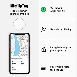 MICFLIP Key Finder (White, 1-Pack), Android Not Supported, Works with Apple Find My (iOS Only), Key Finder, Bluetooth Tracker for Earbuds and Luggage, Phone Finder, Waterproof