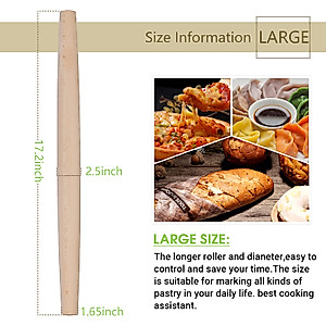 French Rolling Pin for Baking 18 Inch - Gifbera Better Wood Beech Dough Roller Baking Utensils for Pizza Bread Pastry Fondant