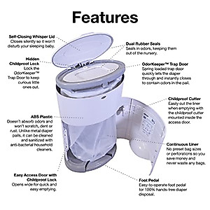 Dekor Classic Hands-Free Diaper Pail | Gray | Easiest to Use | Just Step – Drop – Done | Doesn’t Absorb Odors | 20 Second Bag Change | Most Economical Refill System