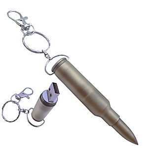 WooTeck 64GB Metal Shining Bullet USB Flash Drive Memory Stick with Keychain,Bronze