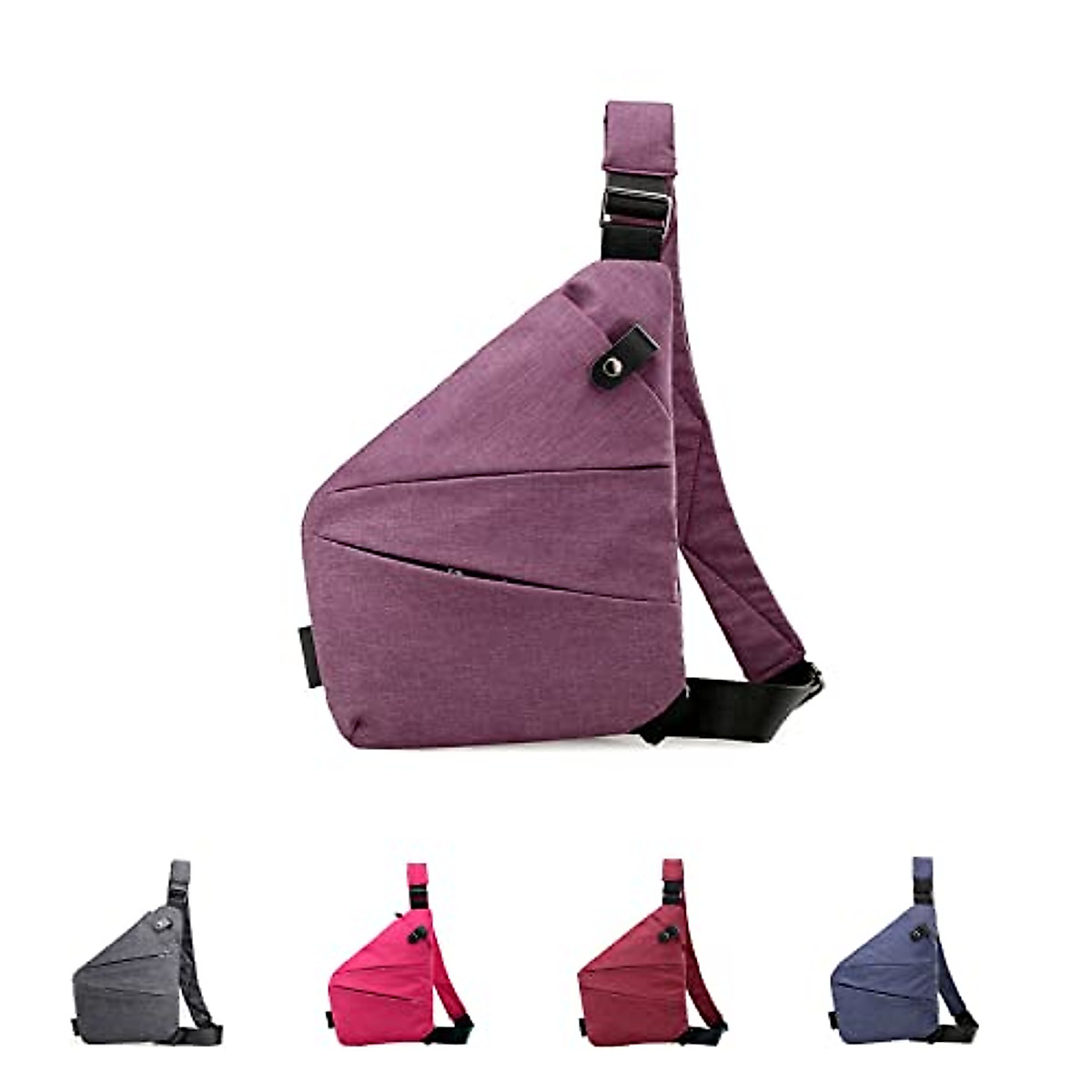 XHLIZHU Personal Flex Bag, 2023 New Multi Pocket Casual Crossbody Bag, Fashion Anti-thief Slim Sling Bag For Women Men (Purple, Right hand)