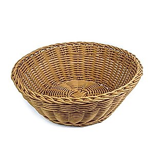 KOVOT Poly-Wicker Round Basket - 10.5"D x 4"H Woven Polypropylene (1)