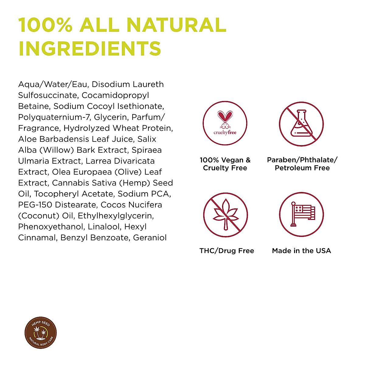 Earthly Body Hemp Seed Hair Care Shampoo, Nag Champa - 8 Fl Oz - Moisturizes Hair, Cleans & Soothes Scalp - Sulfate-Free Formula with Hemp Seed Oil & Coconut Oil - Vegan, Cruelty Free