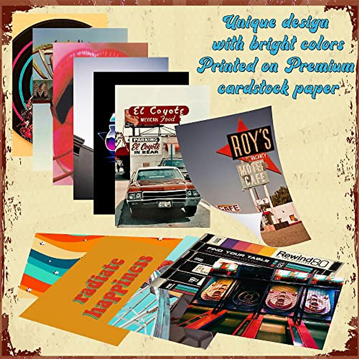 Retro Wall Collage Kit with Vines & Records - Perfect for Bedrooms