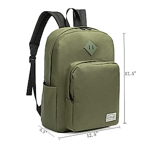 doumu Style School Backpack Travel Bag for Men Women Lightweight College Back Pack with Laptop Compartmen (Military green)