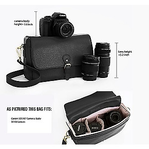 Meliaebag Mirrorless Camera Purse for Women, Stylish Genuine Leather Camera Bag Crossbody Shoulder Messenger Case for Travel, Fits Canon Nikon Sony Olympus mirrorless or Digital SLR Camera (Black)